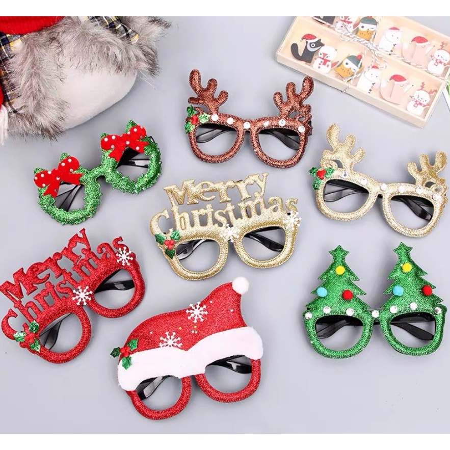 แว่นคริสมาส คริสมาส พรอพคริสมาส ปาร์ตี้ แว่นแฟนซี Merry ChristmasHoly ...
