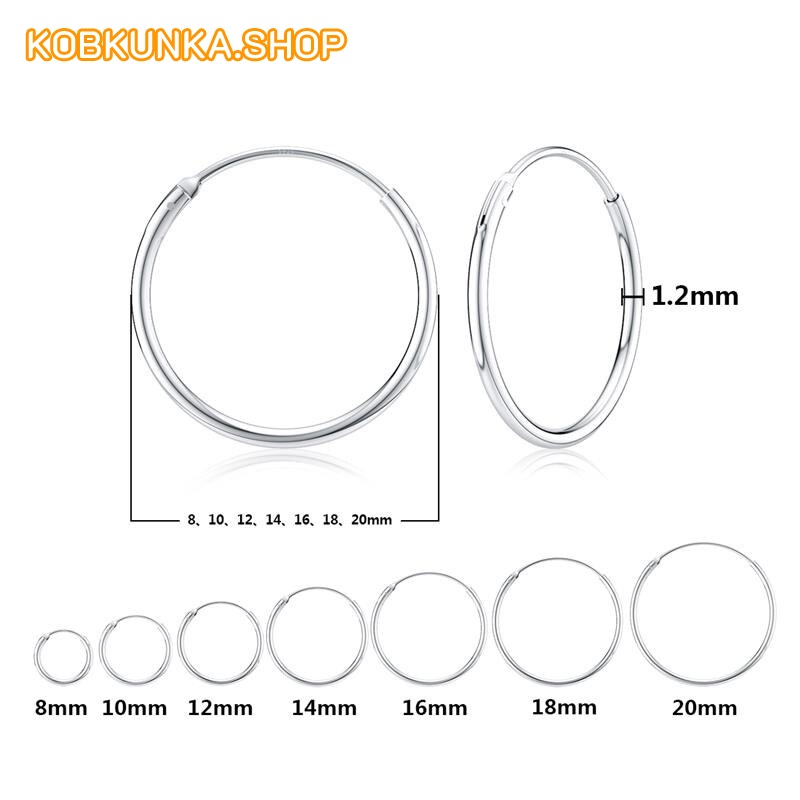 ต่างหูห่วง เงินแท้ S925 hoop earrings size 1.2mm ต่างหู รับประกันเงิน 925แท้ (ราคาต่อ1ข้าง ...