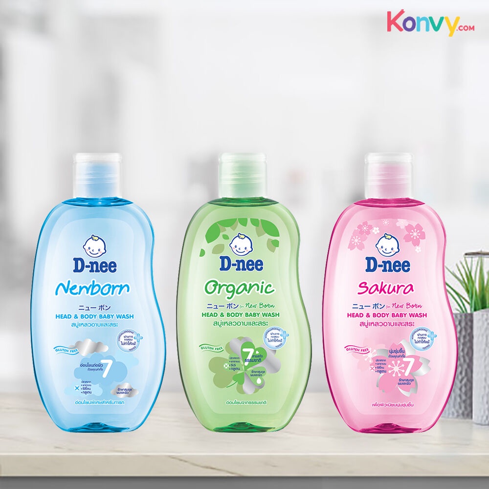 D-nee Organic Head & Body Baby Wash For Newborn ดีนี่ สบู่เหลวอาบน้ำและสระผม 200ml (Sakura ...