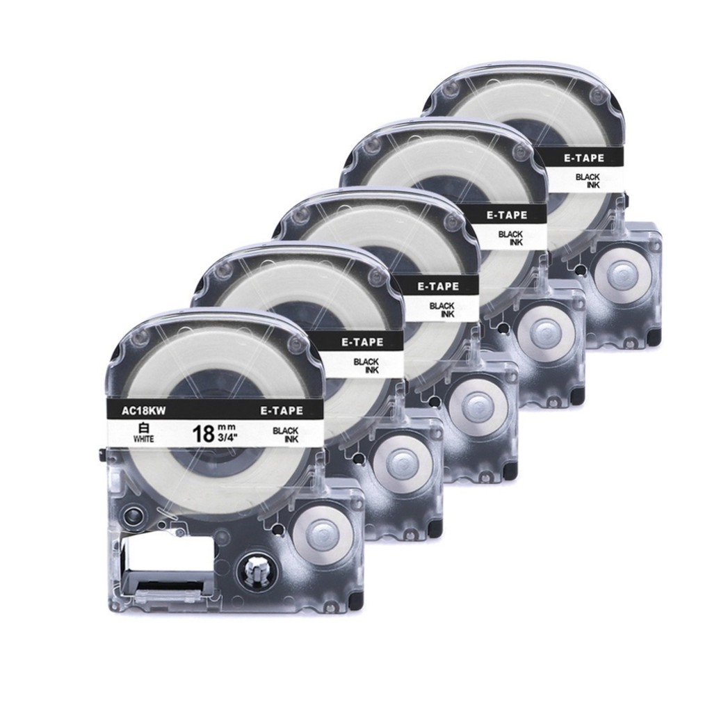 5pcs 18mm SS18KW Epson Label Tapes black on white SR230C SR3900C ...
