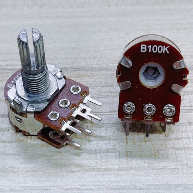 [จำนวน 4ตัว] VOLUME วอลลุ่ม ค่า 100KB 2ชั้น รุ่นธรรมดา แกนยาว 16 มิล ...