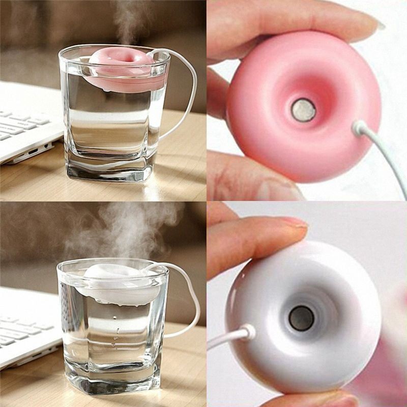 Pink donut humidifier usb office desktop mini humidifier portable ...