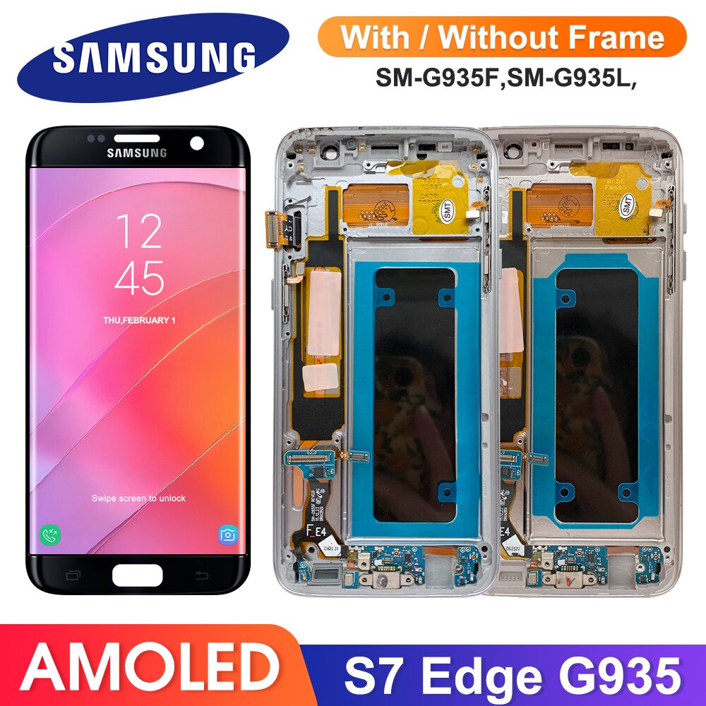 จอแสดงผล Super AMOLED สําหรับ Samsung Galaxy S7 edge G935 G935F จอแสดง ...