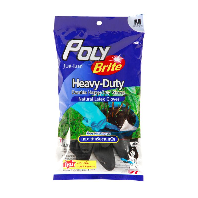 ถุงมือยางธรรมชาติ Heavy-Duty No.M โพลี-ไบรท์ 934-22D ถุงมือยาง Latex Gloves Heavy-Duty No.M Poly ...