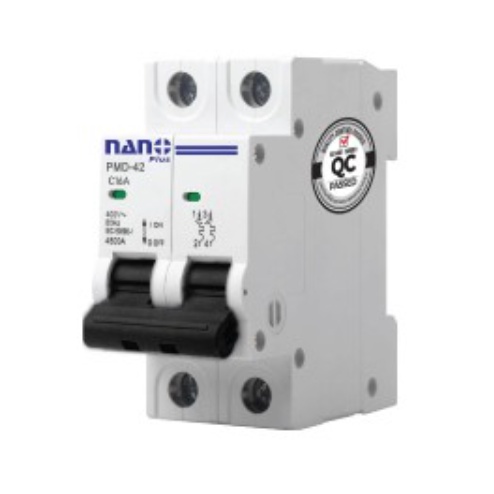 NANO เบรกเกอร์ MCB เซอร์กิตเบรกเกอร์ ลูกย่อย 2P ขนาด 16A 20A 32A 50A 63A ทนกระแสลัดวงจร 10kA ...