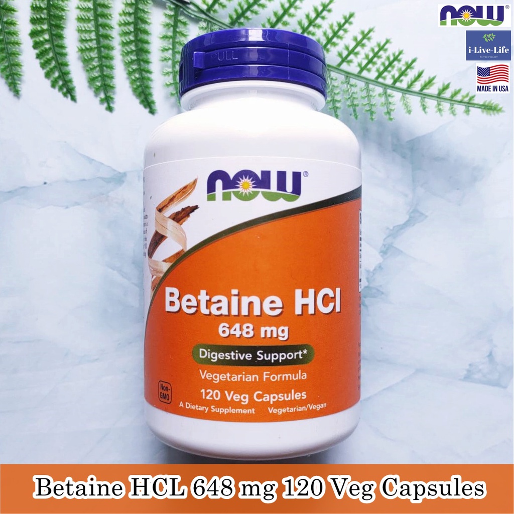 Now Foods - Betaine HCL 648 mg 120 Veg Capsules บีเทน ไฮโดรคลอไรด์ เบทา ...