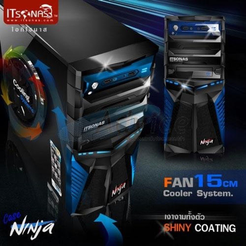 Tsunami ITSONAS Computer Case (Black-Blue) | Shopee Thailand