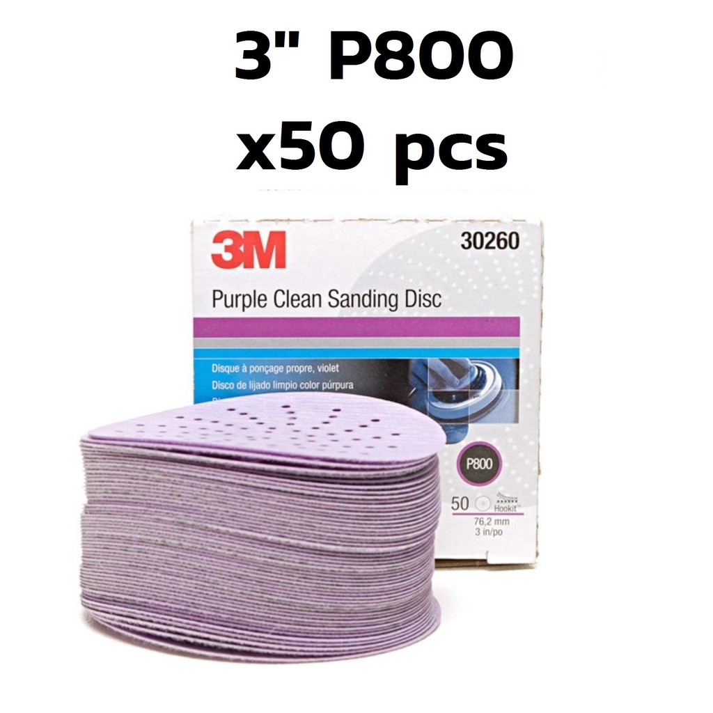 3M กระดาษทรายกลม 3 นิ้ว P800 (50 แผ่น) 3M 30260 Purple Clean Sanding ...