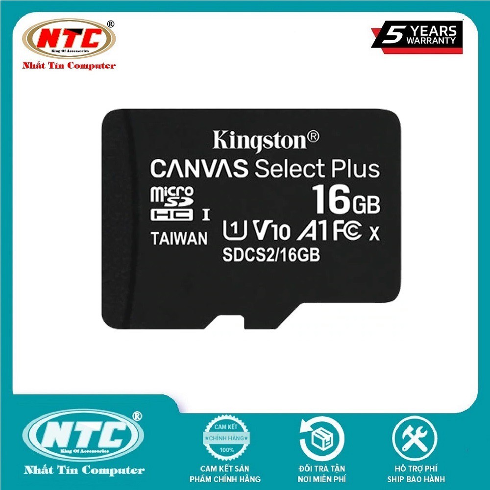 MicroSDHC Kingston Canvas Select Plus Memory Card 16GB Class 10 U1 ...