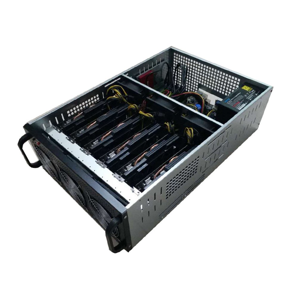 คอมพิวเตอร์ 6/8 GPU Miner Mining Rig Metal Case Computer ETH/ETC/ZEC ...