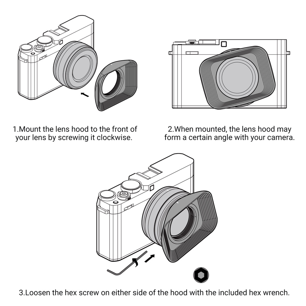 JJC LH-JXF27F28 อลูมิเนียมสแควร์เลนส์เปลี่ยน LH-XF27 สำหรับ Fuji ...
