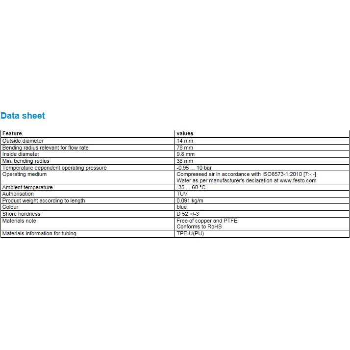 สายลม/ท่อลม [เฟสโต้] PUN-H-14X2-BL (570386) #FESTO #Plastic tubing ...