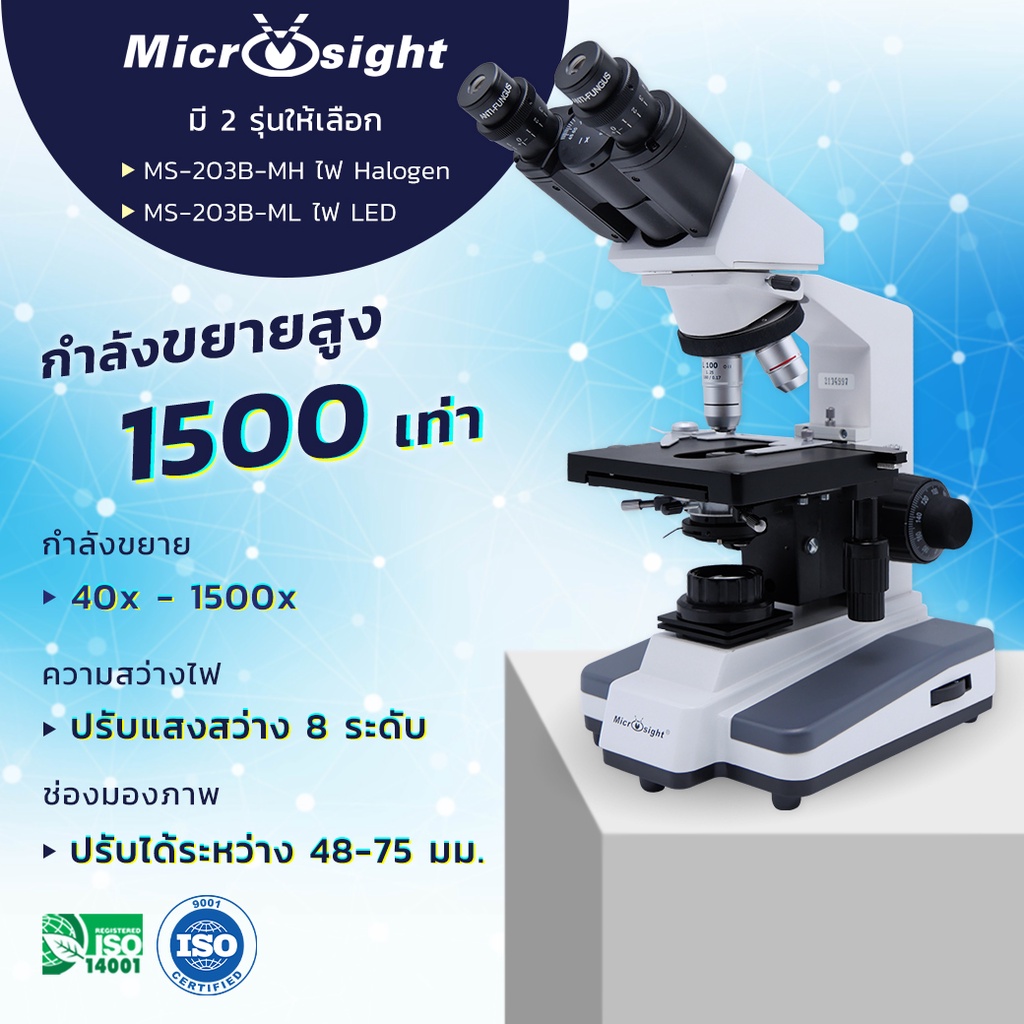 MICROSIGHT MS-203B-MH/ML กล้องจุลทรรศน์ สองตา แบบคอมพาวด์ (สเปค สพฐ ...