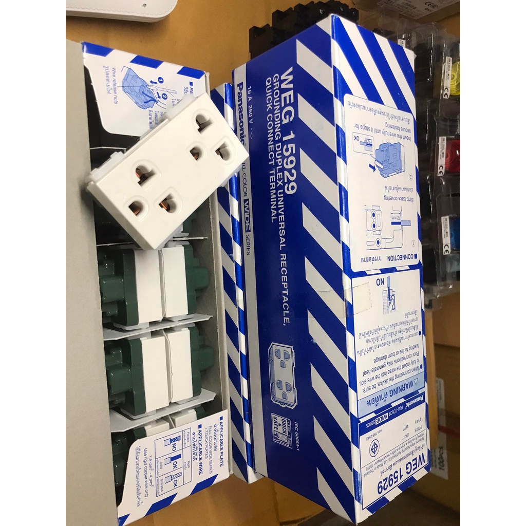 Panasonic ปลั๊กกราวน์คู่ ยกกล่อง(ใช้คู่กับฝารุ่นใหม่) Wide-Series รุ่น ...