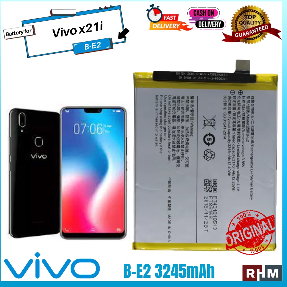 แบตเตอรี่ Vivo X21i รุ่น B-E2(3245mAh) แบตเตอรี่คุณภาพสูงของแท้ | Shopee Thailand
