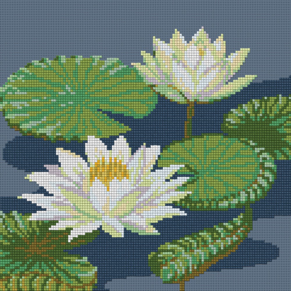 พร้อมส่ง Pinn Cross Stitch ภิญญ์ ครอสติช (แบบปักสำเร็จ) ลาย บัวขาว ...