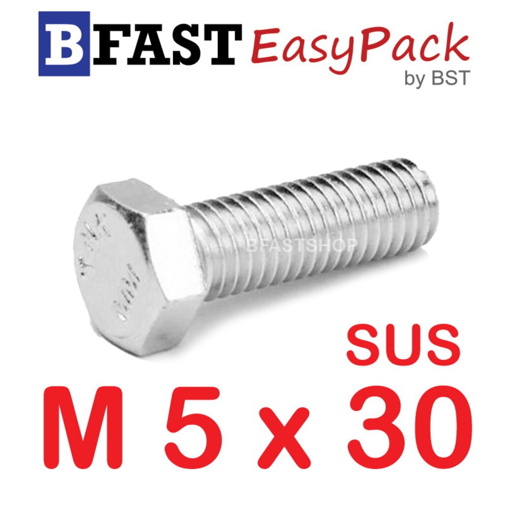 สกรูหัวเหลี่ยมสแตนเลส M5 x 30 (8 ตัว) | Shopee Thailand