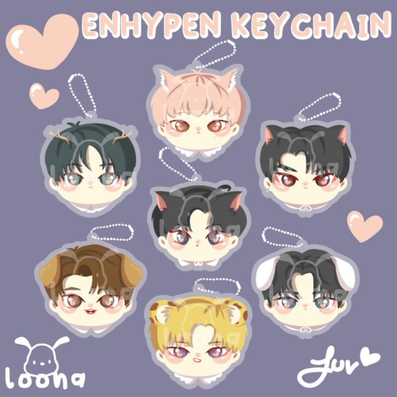 ENHYPEN KEYCHAIN AND STICKER (EN- KEYRING CHIBI FANART JUNGWON HEESEUNG ...