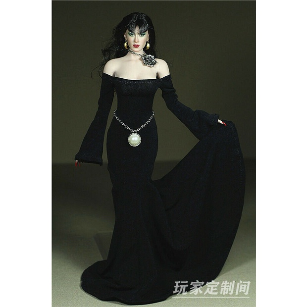 In-Stock 1/6 Scale Sexy Fancy Vampire Long Evening Black Dress for ...