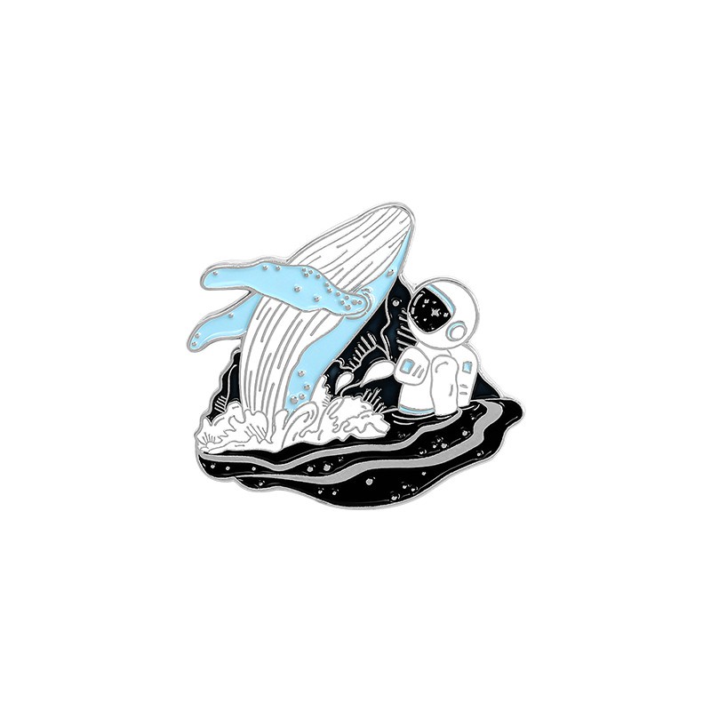Astronaut Interstellar Whale Enamel Lapel Pins Animals Brooches ...
