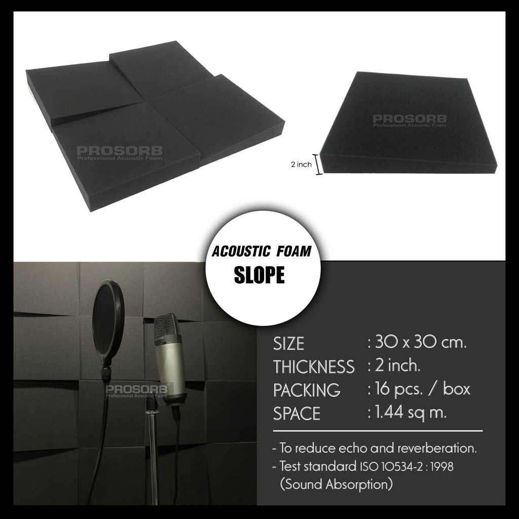 (16ชิ้น/แพ๊ค) ฟองน้ำซับเสียง แผ่นซับเสียง Acoustic Foam SLOPE ซับเสียง ...