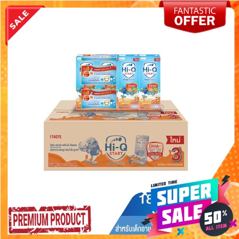ไฮคิว 1 พลัส พรีไบโอโพรเทค นมพร้อมดื่มยูเอชที สูตร 3 กลิ่นน้ำผึ้ง 180 มล. x 36 กล่องนมพร้อมดื่ม ...