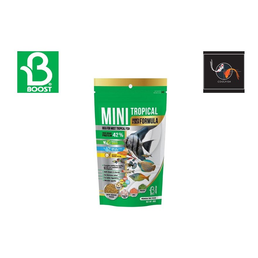 Boost mini tropical GROWTH&COLOR FORMULA อาหารปลา สำหรับปลาขนาดเล็ก ...