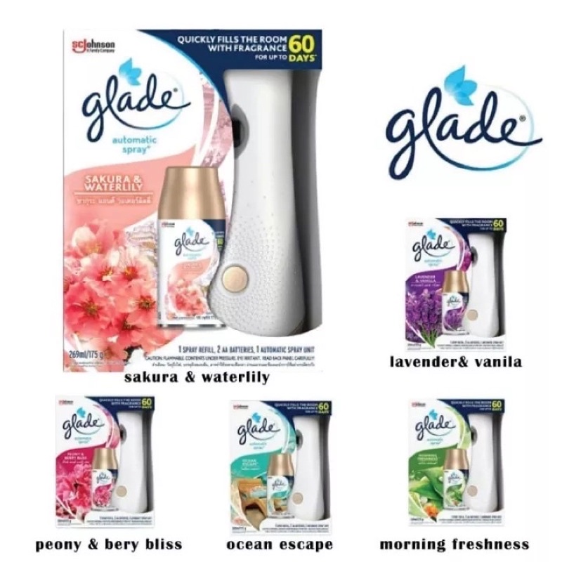 🛁🧼💙 Glade Automatic Spray Freshener เครื่องพ่นสเปรย์ปรับอากาศอัตโนมัติพร้อมส่ง5กลิ่น252ml ...