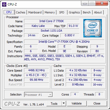 CPU (ซีพียู) Intel Core I7 7700K (4.50GHz) 4C/8T LGA1151 ตัวท็อป พร้อม ...