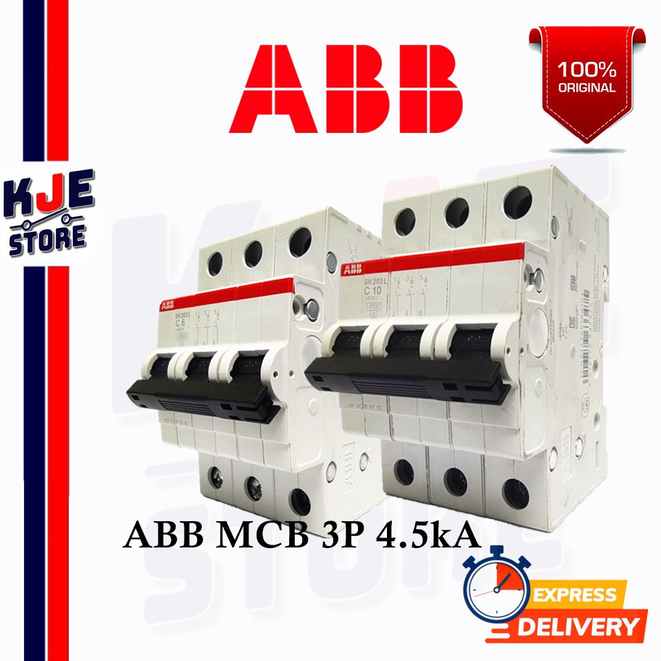 ABB MCB SH203 3P 4.5kA [6A/10A/16A/20A/32A/40A] | Shopee Thailand