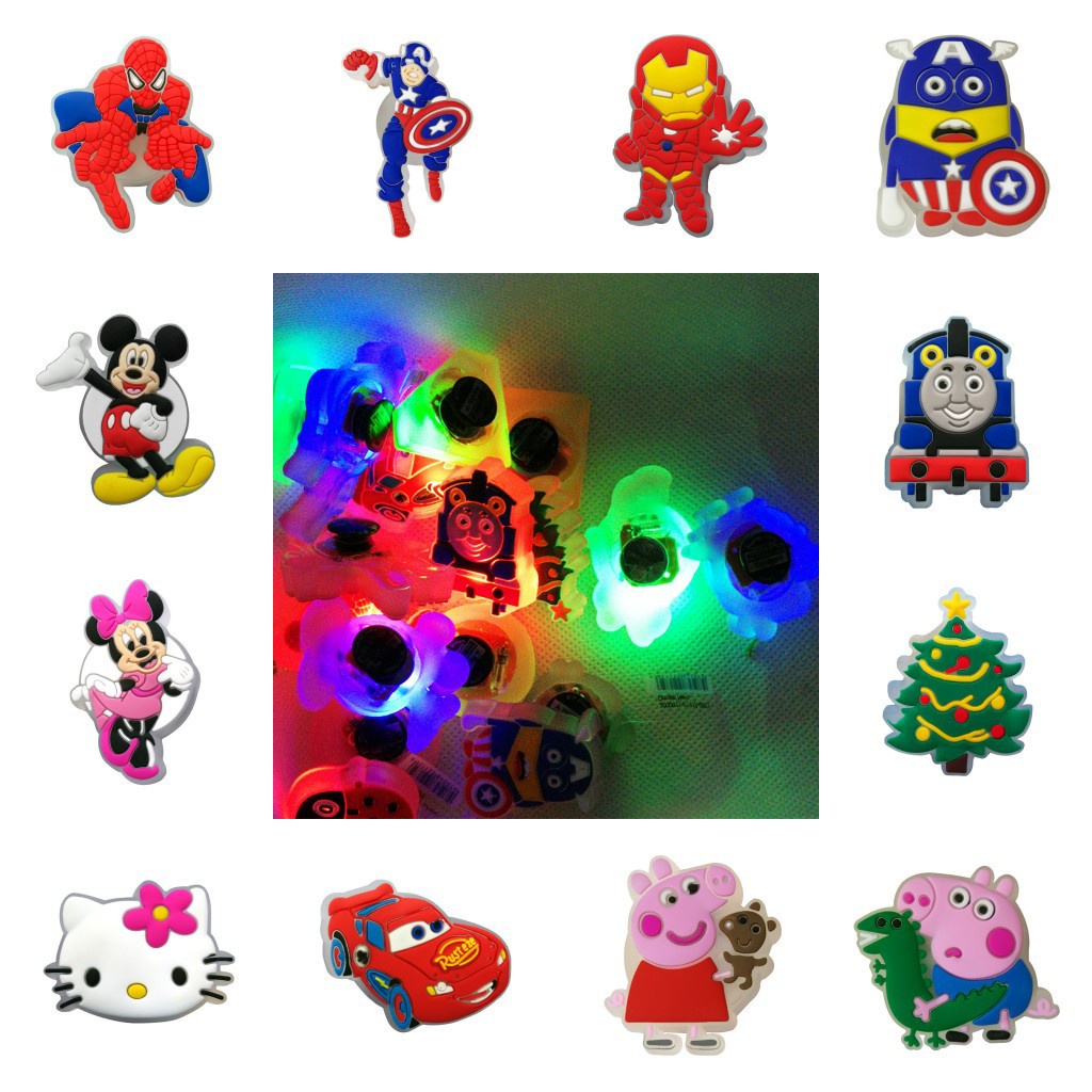 น่ารัก Peppa Pig jibits designcs กัปตันอเมริกา Jibitz Charm Thomas Iron ...