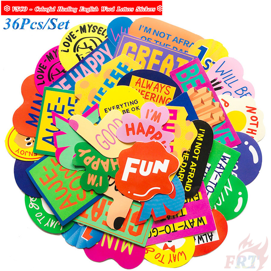 VSCO - Colorful Healing English Word Letters สติ๊กเกอร์ 36Pcs/Set DIY ...