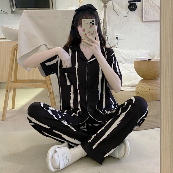 ชุดนอนแขนสั้น ขายาว ผู้หญิง ผ้าคอตตอน ES2020 สไตล์เกาหลี A04 | Shopee Thailand