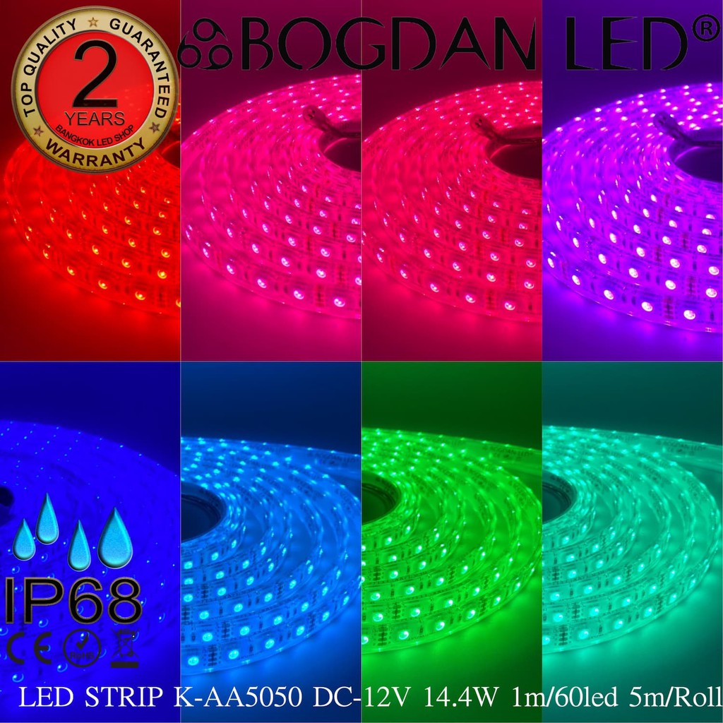 LED STRIP K-AA5050-RGB DC-12V 14.4W/1M IP68 300LED/5M 72W/5M BOGDAN LED ...