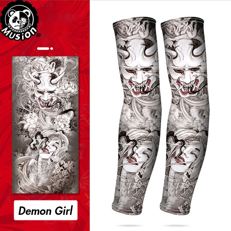 Musion ปลอกแขน ปลอกแขนกันแดด UV รอยสัก ไร้รอยต่อ ถุงเท้ามือ แขน ตกปลา ...