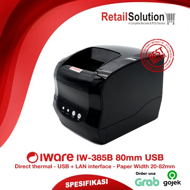เครื่องพิมพ์ฉลากความร้อน 80 มม. USB LAN - Iware IW-385B IW385 IW 385 | Shopee Thailand