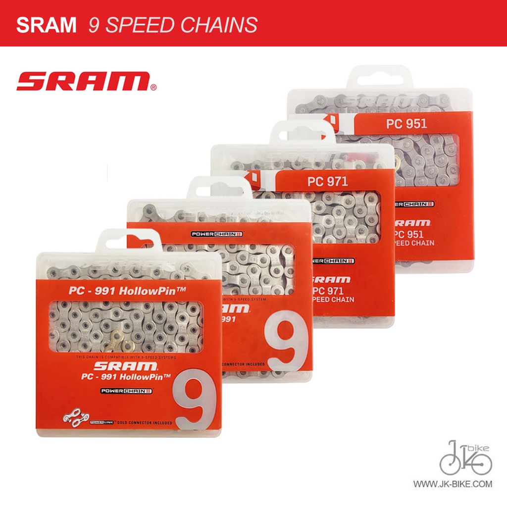 โซ่จักรยาน SRAM 9 สปีด พร้อมข้อต่อโซ่ 114link CHAIN | Shopee Thailand