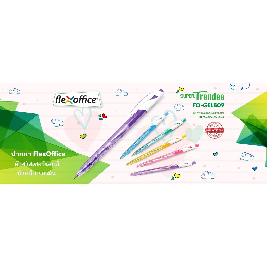 FLEXOFFICE Super Trendee Gel Pen ปากกาเจล เฟลกซ์ออฟฟิศ 0.7 คละสี ...