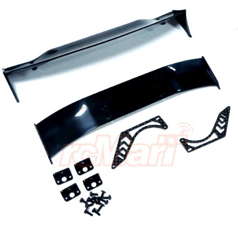 Yeah Racing CARBON GRAPHITE SPOILER WING MOUNT W/ PLASTIC REAR WINGS ...