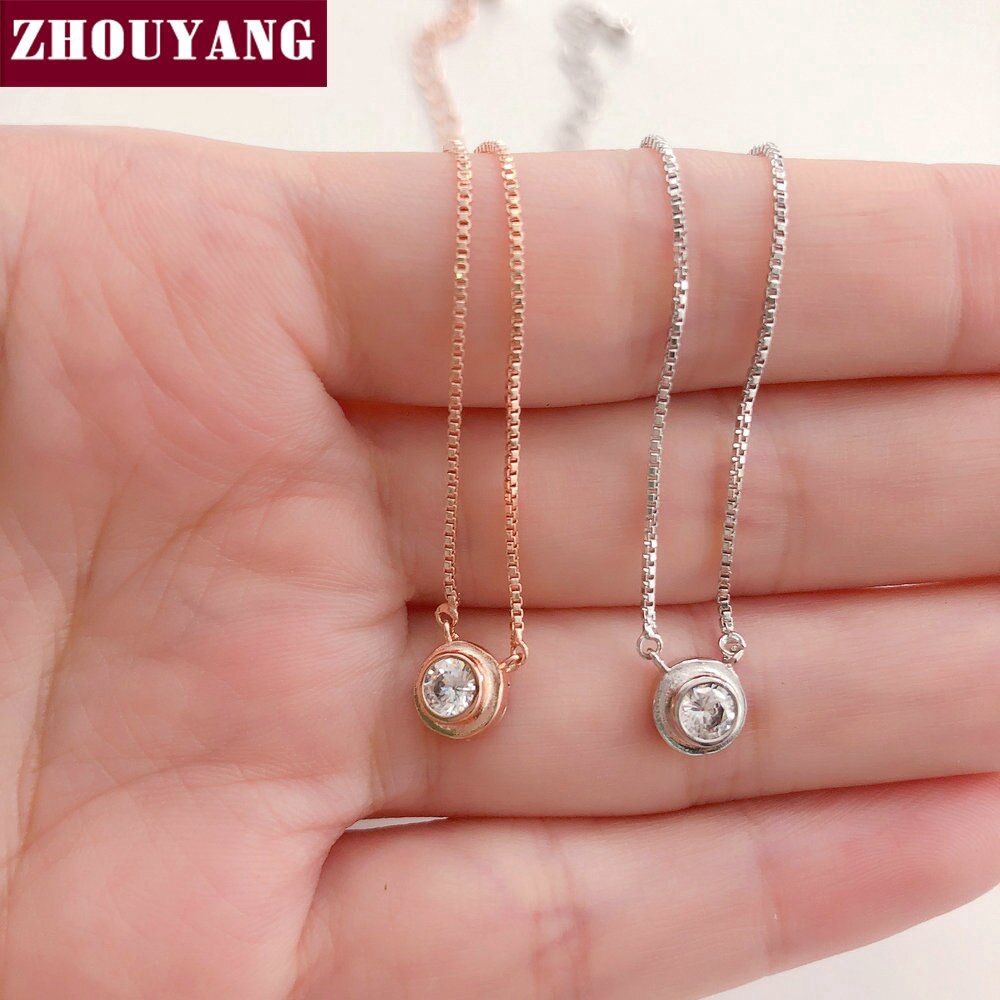 ZHOUYANG Chokers สร้อยคอสำหรับผู้หญิงคลาสสิกจิ๋ว Cubic Zirconia สีโรสโกลด์แฟชั่น Chirstmas ...
