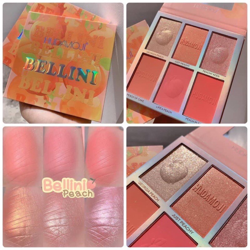ปัดแก้ม+ไฮไลท์ HUDAVIOJI BELLINI 6 COLOR BLUSHER&HIGHLIGHTER PALETTE ...