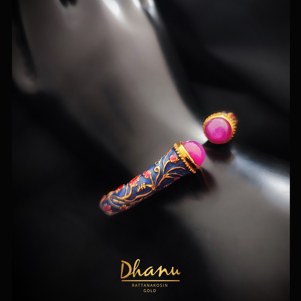 Dhanu กำไลทับทิมแท้ กำไลทับทิมลงยาลายเถาองุ่น พลอยเสริมมงคล กำไลเงินแท้ ...