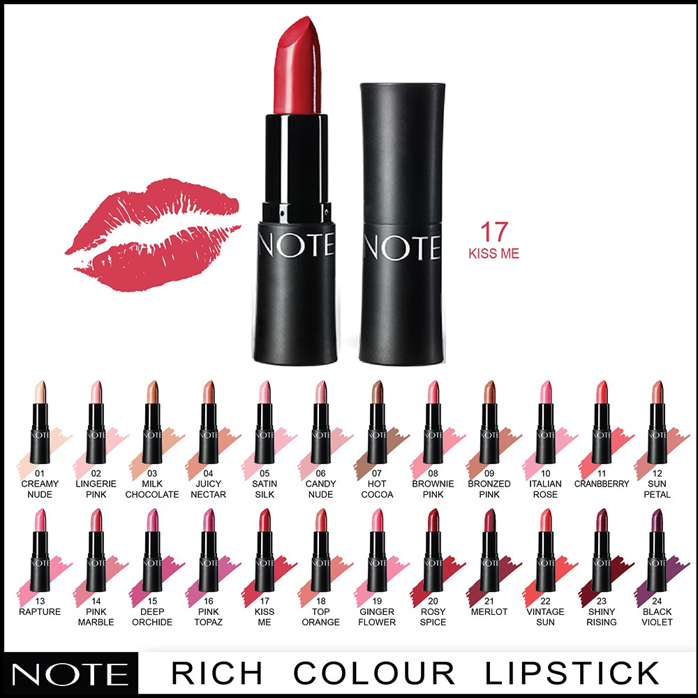 NOTE COSMETICS ULTRA RICH COLOR LIPSTICK 17 KISS ME | Shopee Thailand