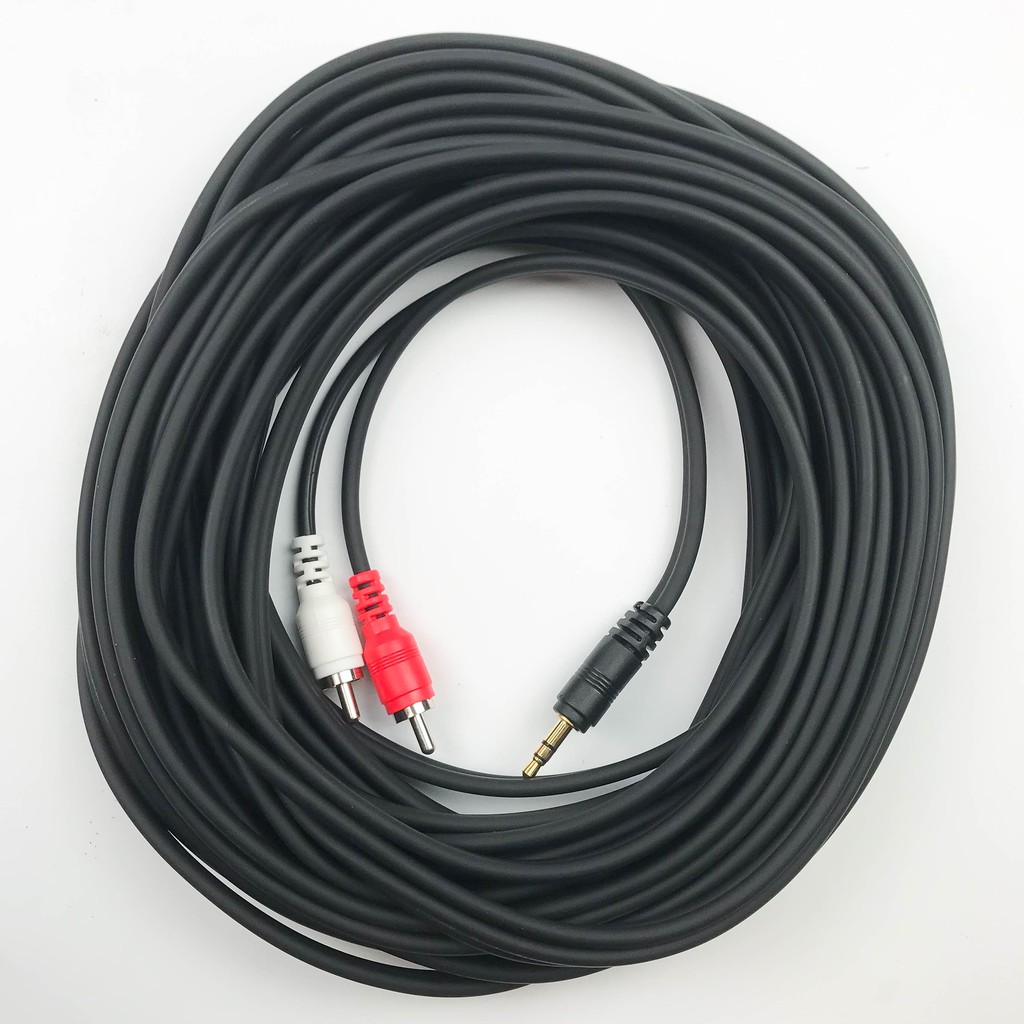 สายสัญญาณเสียง Miniphone Stereo to RCA ผู้ 2 ตัว ยาว 20 เมตร Dynacom สาย TR-ST-RCAx2 20M J015 ...