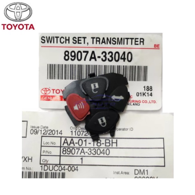 แท้ศูนย์ ปุ่ม กุญแจรีโมท 4 ปุ่ม TOYOTA โตโยต้า ปุ่มยาง รีโมท แป้นกด ...