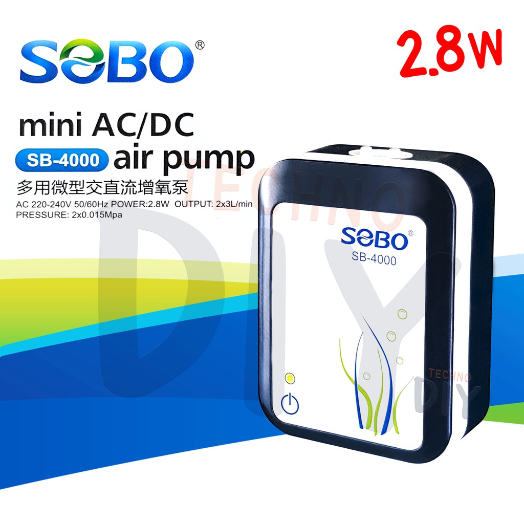 SOBO SB-4000 ปั๊มออกซิเจนพร้อมแบตเตอรี่สำรองไฟและหัวเสียบ USB ไฟดับปลา ...