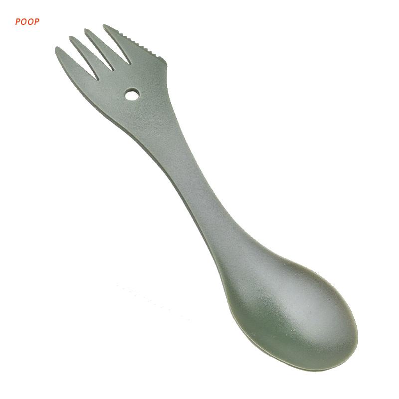 POOP Portable Plastic 2 in 1 Camping Spoon Fork Long Handle Spork Scoop ...