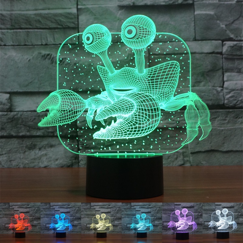 โคมไฟตั้งโต๊ะ Led รูปปู 3d ไล่โทนสี 7 สี ชาร์จ Usb Shopee Thailand