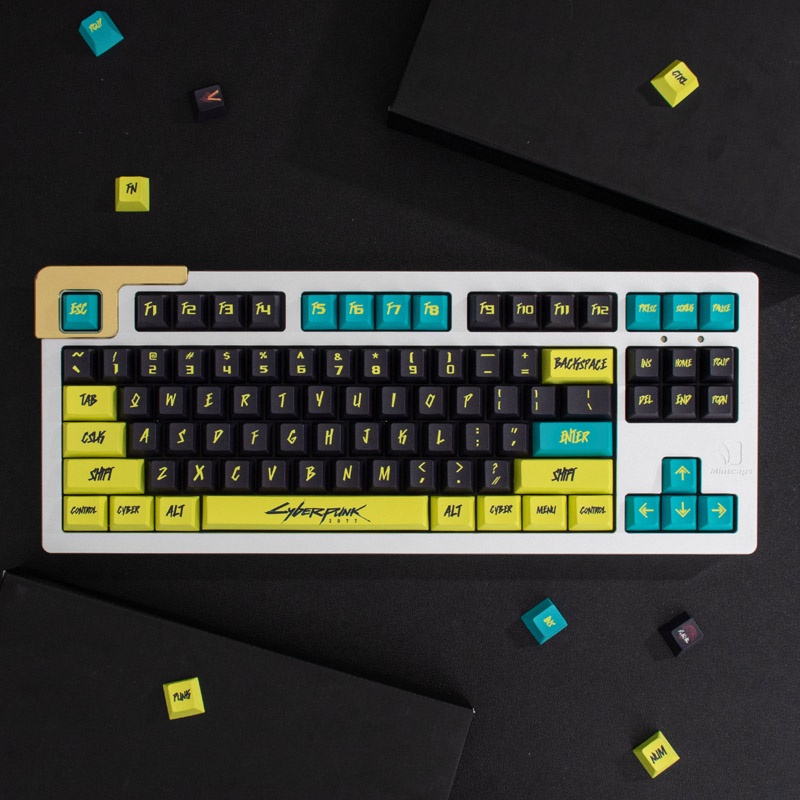 129 Key Cyberpunk 2077 Keycaps PBT DYE-SUB โปรไฟล์เชอร์รี่สําหรับ ...