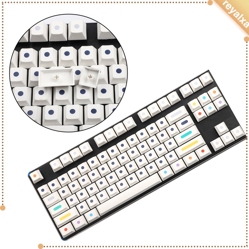 108-key White Dot Keycaps PBT Dye Sublimation Personality Keyboard ...